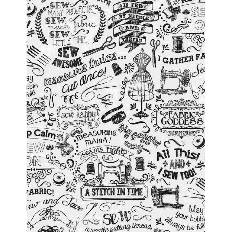 Fabric Lover – Sewing Words – TTC3417WHT – White – Timeless Treasures ...